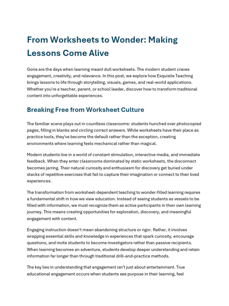 Transforming Lessons: Engaging Learning Strategies | PDF | Learning ...