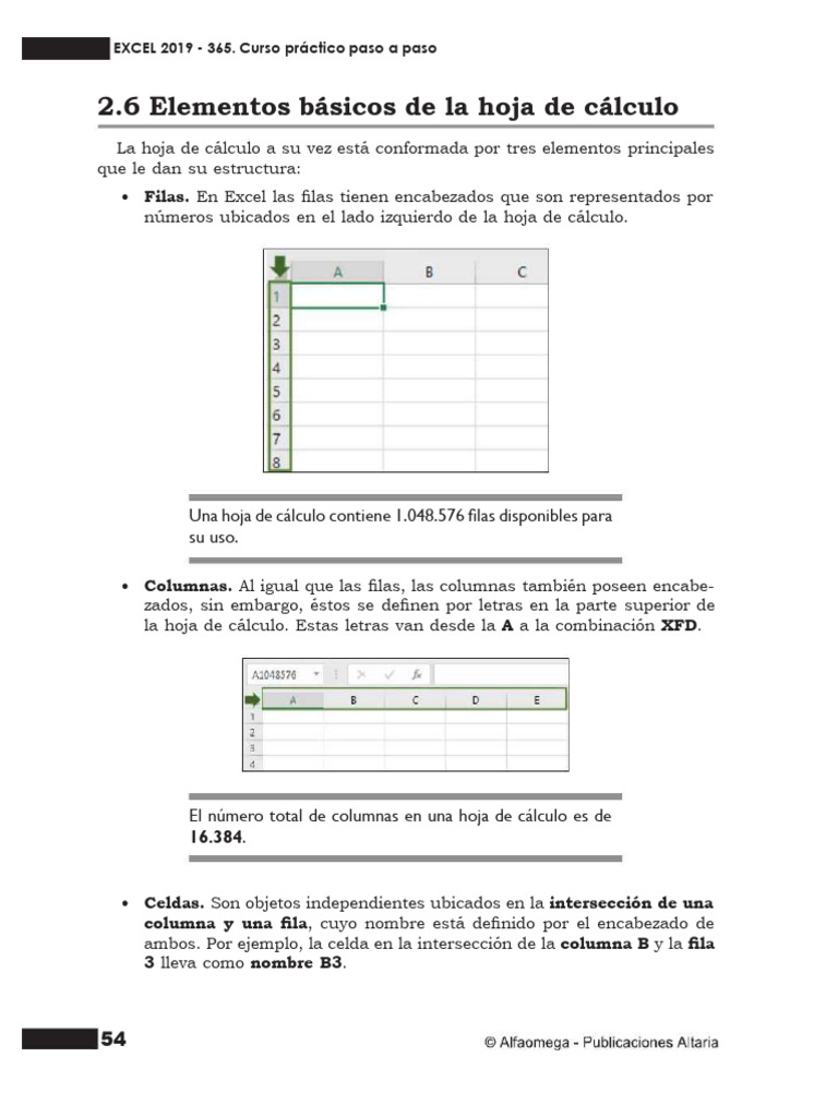 Elementos de la Hoja de Cálculo en Excel | PDF | Hoja de cálculo ...