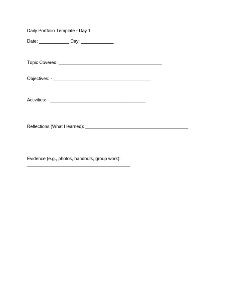 Daily Portfolio Template Guide | PDF