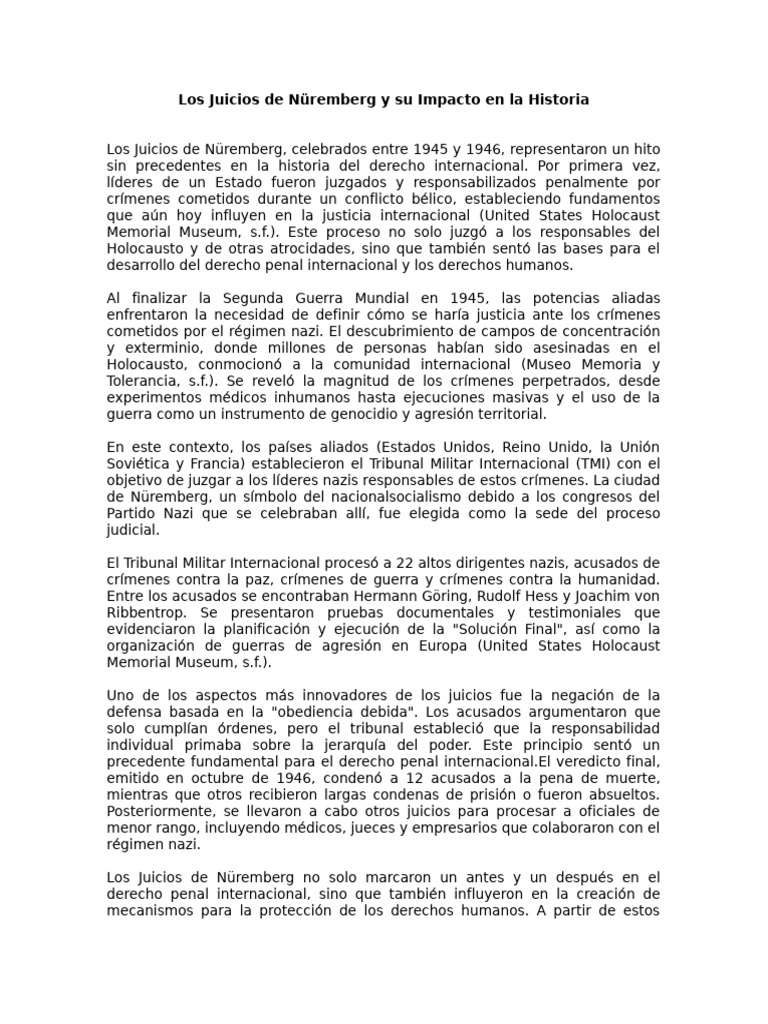 2025-03-18-Ensayo Impacto de La WWII en El Derecho - MOR CHALA | PDF | Juicios de Nuremberg ...