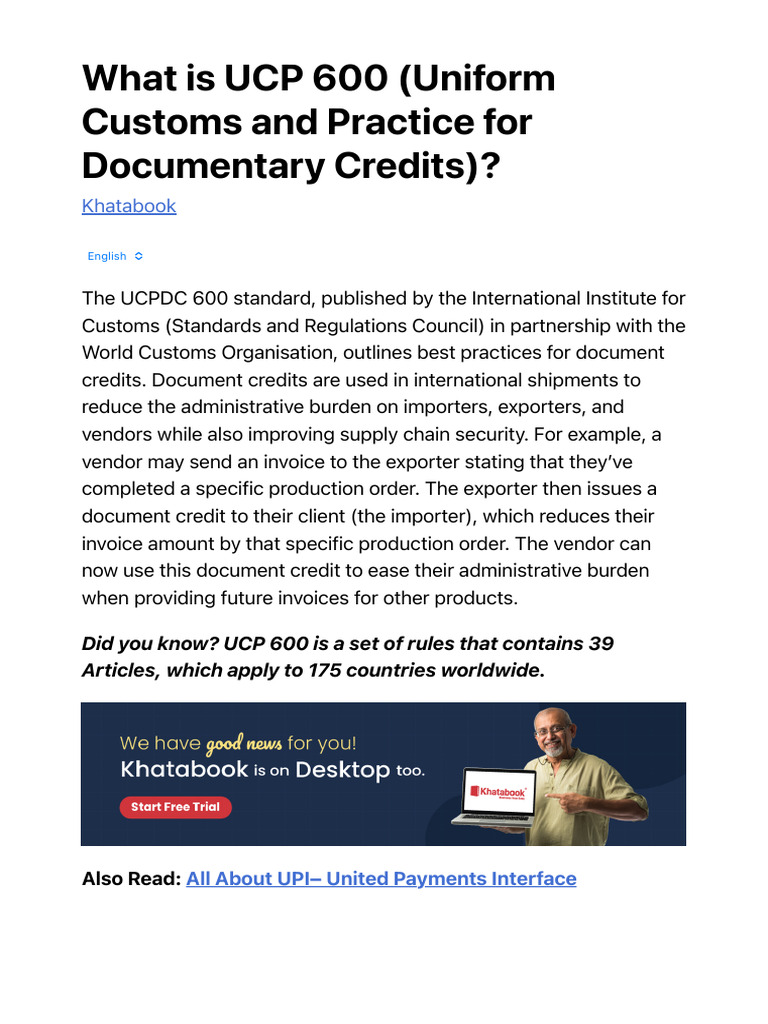 What Is UCP 600 (Uniform Customs and Practice For Documentary Credits ...
