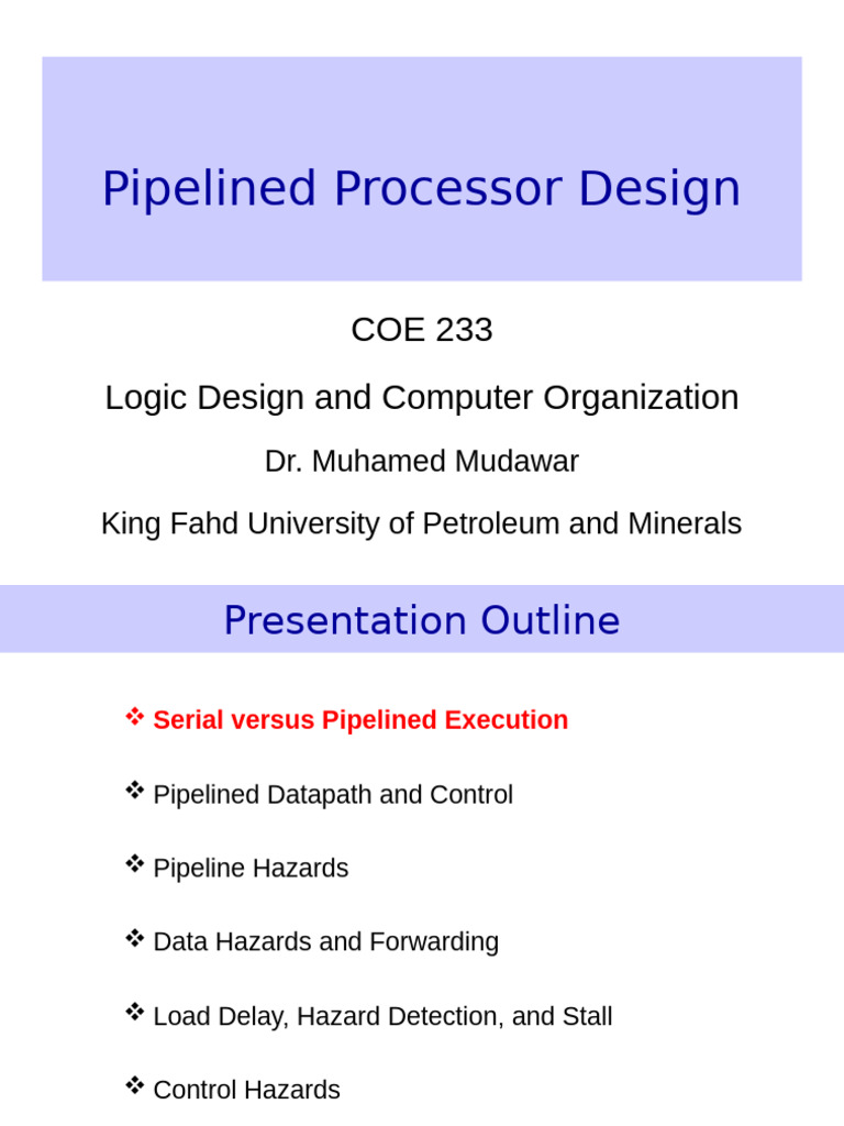 13 PipelinedProcessorDesign | PDF | Central Processing Unit | Computer Architecture