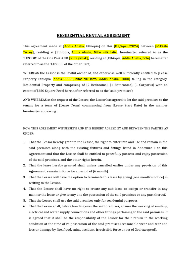 Payoneer Rental Agreement | PDF | Lease | Property Law