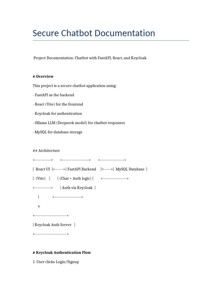 Secure Chatbot Documentation | PDF | Databases | My Sql