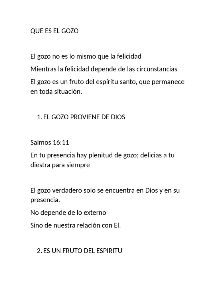Qué es el gozo y su significado | PDF