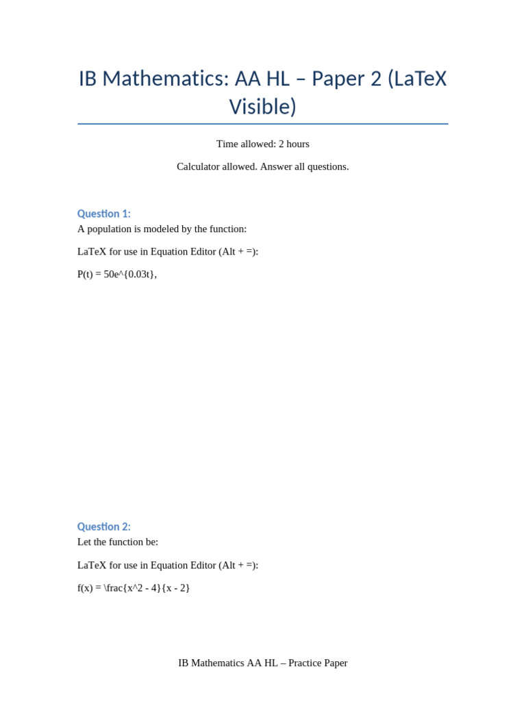 IB AA HL Paper2 VISIBLE LATEX | PDF