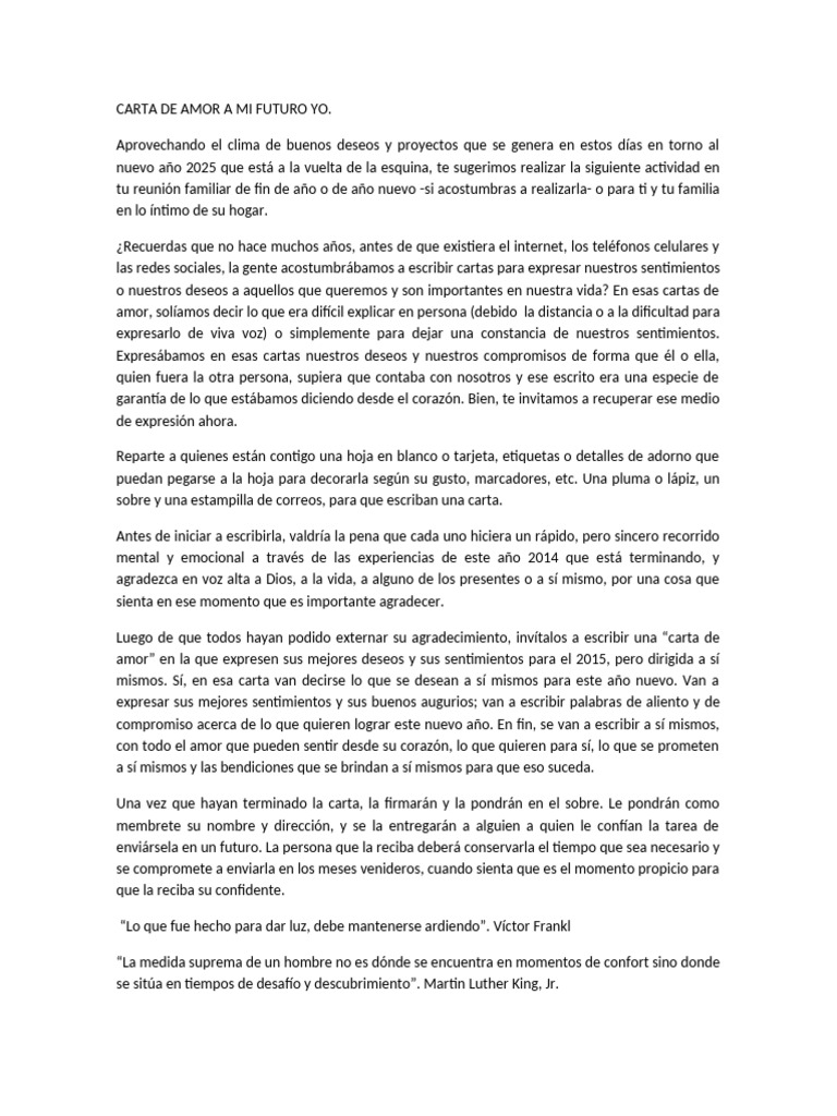 Carta de Amor A Mi Futuro Yo | PDF | Amor