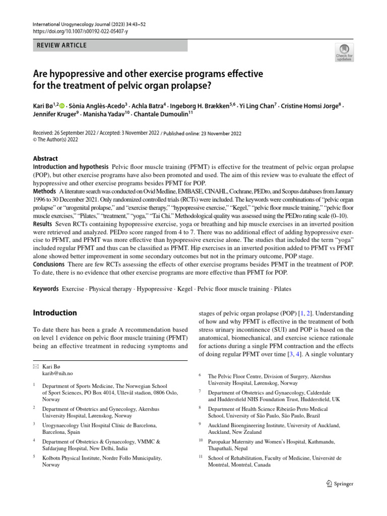 Are Hypopressive and Other Exercise Programs Effective For The ...