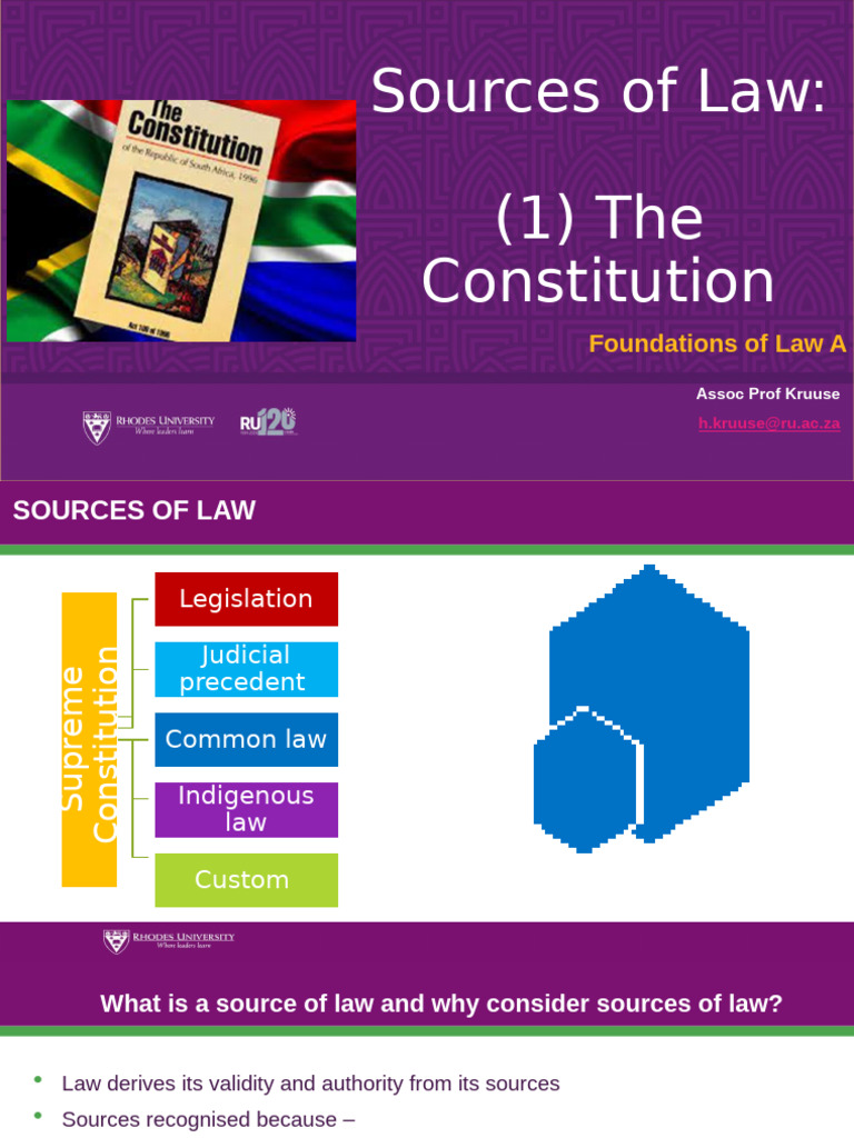 Sources of Law - The Constitution 1 | PDF | Constitution | South Africa