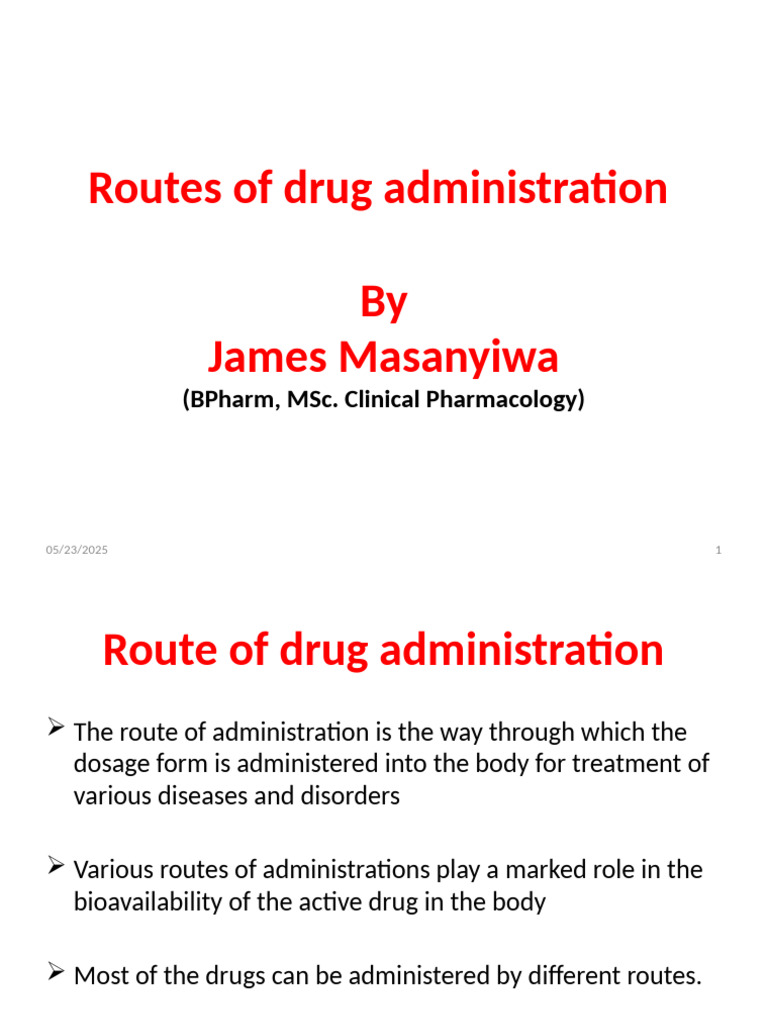 Routes of Drug Administration | PDF | Injection (Medicine) | Clinical ...
