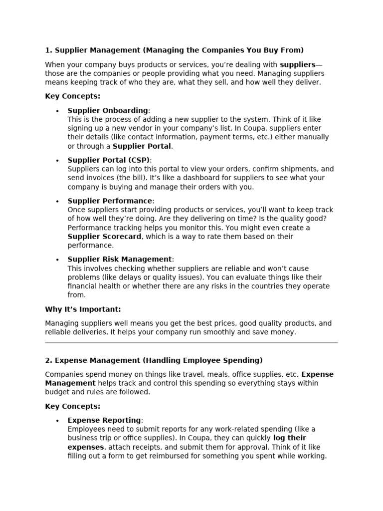 Coupa Supplier and Expense Management Guide | PDF | Expense | Money