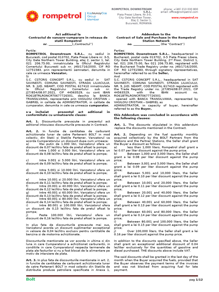 Aditional Grup Bolt - Standard | PDF | Invoice