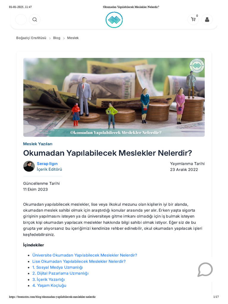 Okumadan Yapılabilecek Meslekler Nelerdir | PDF