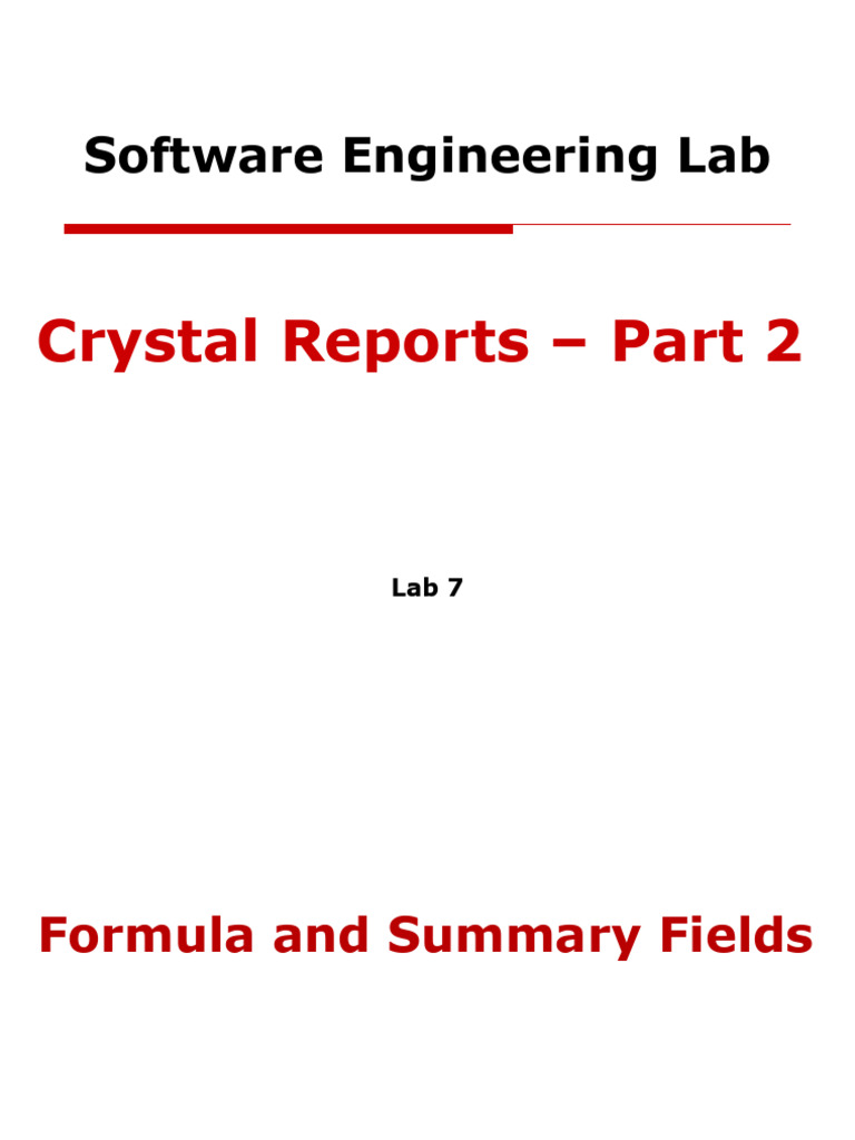 Crystal Reports_Part 2 Lab 7 | PDF