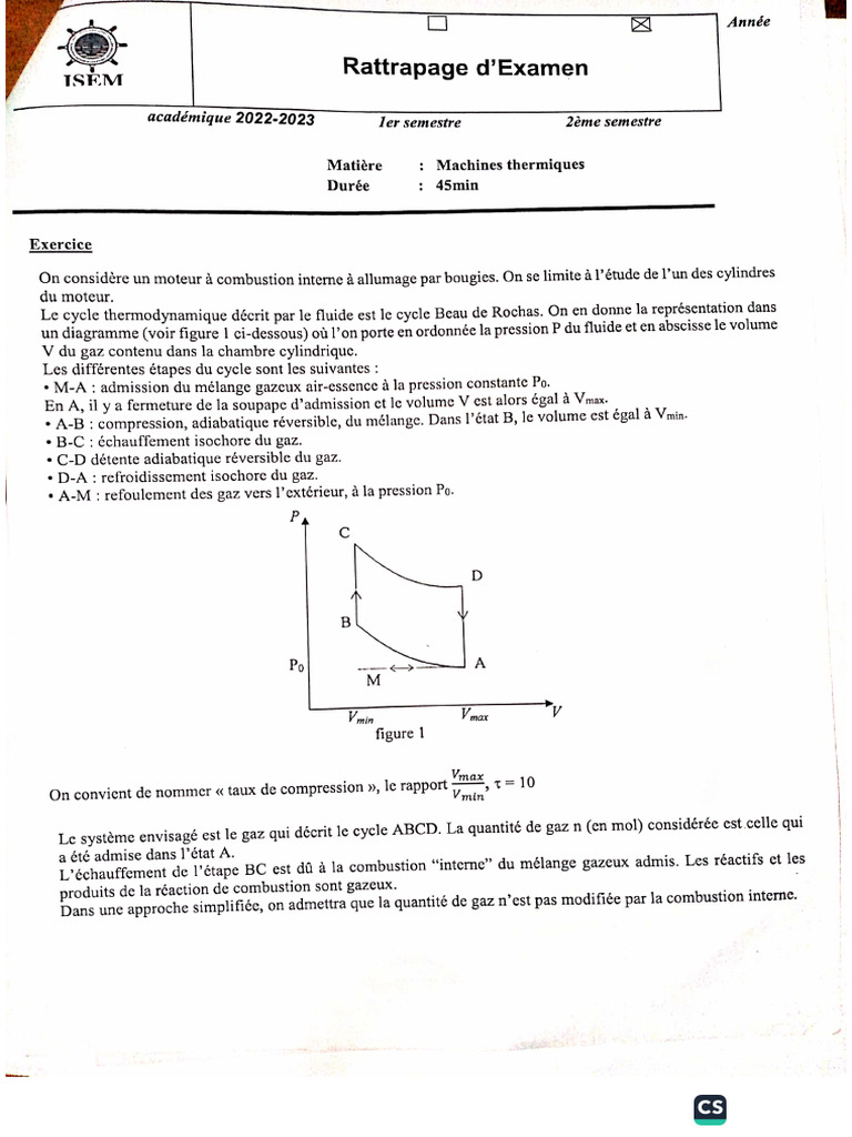 Machines Thermiques Rattrapage | PDF
