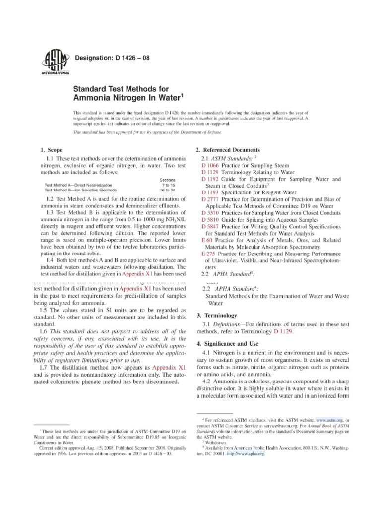 Astm D1426-8 Amonio | PDF