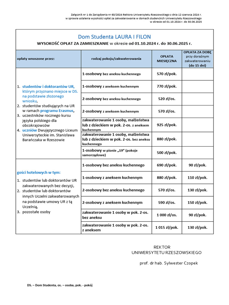 Załącznik NR 1 Do Zarządzenia 60 - LAURA, FILON 2024-2025 | PDF