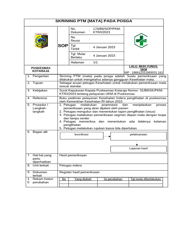 Sop Skrining PTM Mata Pada Posga | PDF