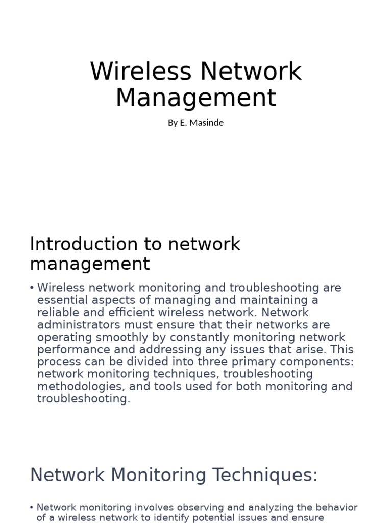 05 - Wireless Network Management | PDF | Computer Network | Wireless Network