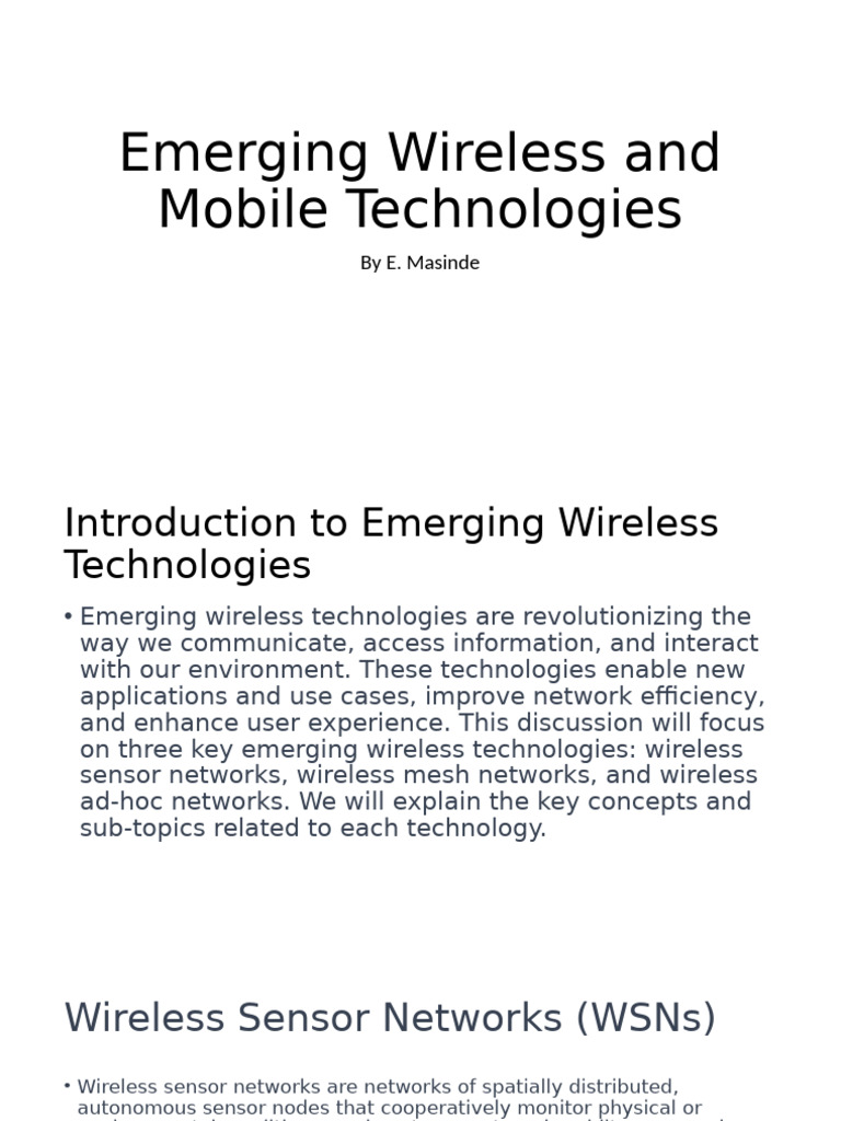 06 - Emerging Wireless and Mobile Technologies | PDF | Wireless Ad Hoc ...