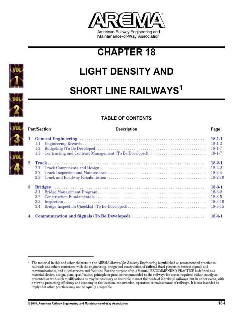 AREMA MRE 2010 TOC-Vol3 Ch18 | PDF