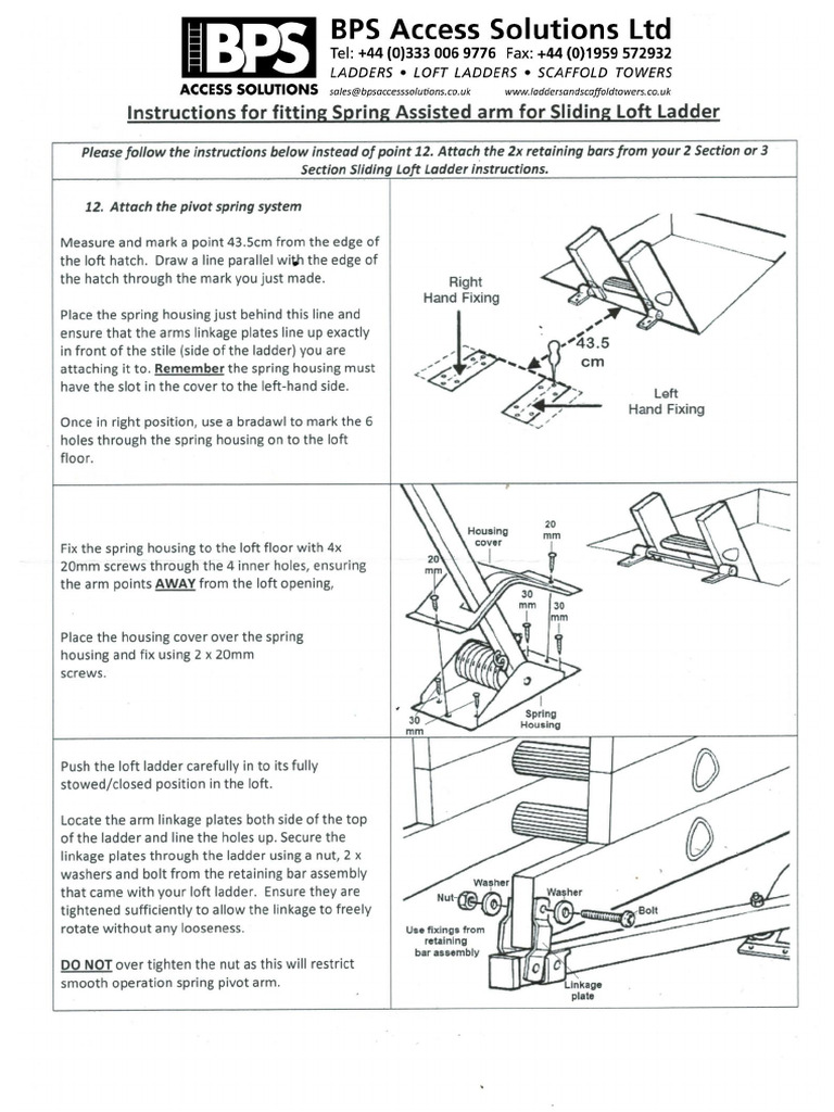 Spring Pivot Arm Instructions | PDF
