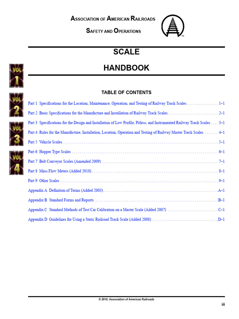 AREMA MRE 2010 TOC-Vol4 AAR Scale | PDF | Rail Transport | Transport