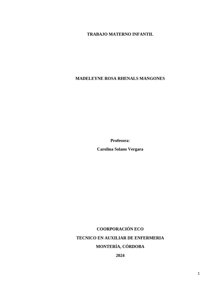 Trabajo Materno Infantil Madeleine | PDF | Autismo | Diarrea