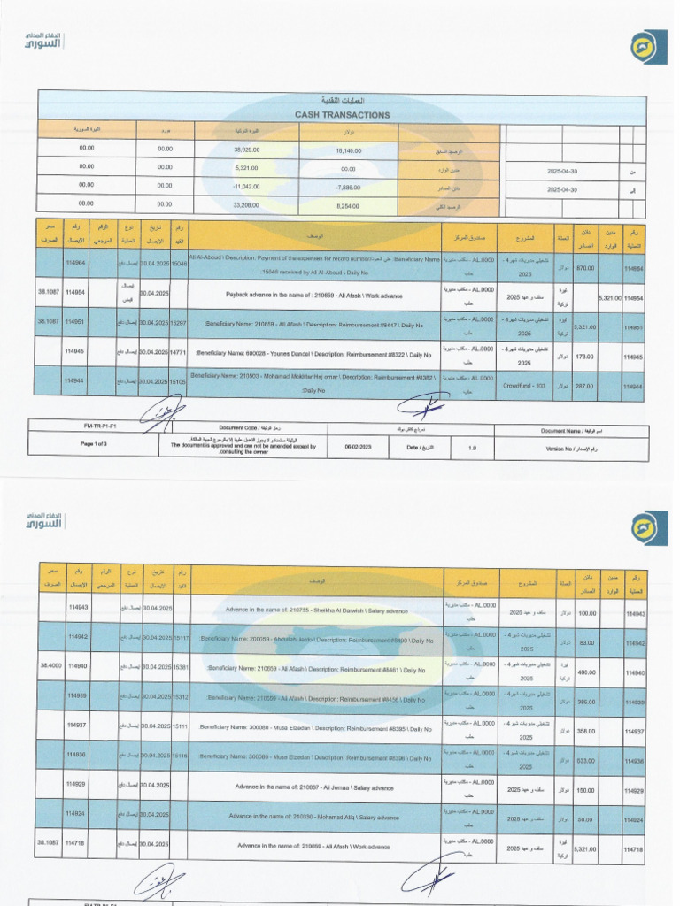 Cash Book AL .0000 - 30-4-2025 | PDF