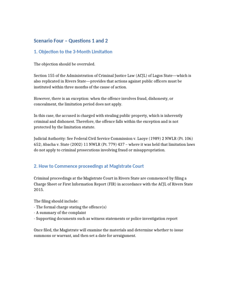 Scenario Four Q1 and Q2 | PDF