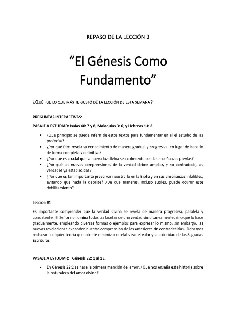 Bosquelo Leccion 2 - 2T - El Génesis Como Fundamento | PDF | Amor | Pecado