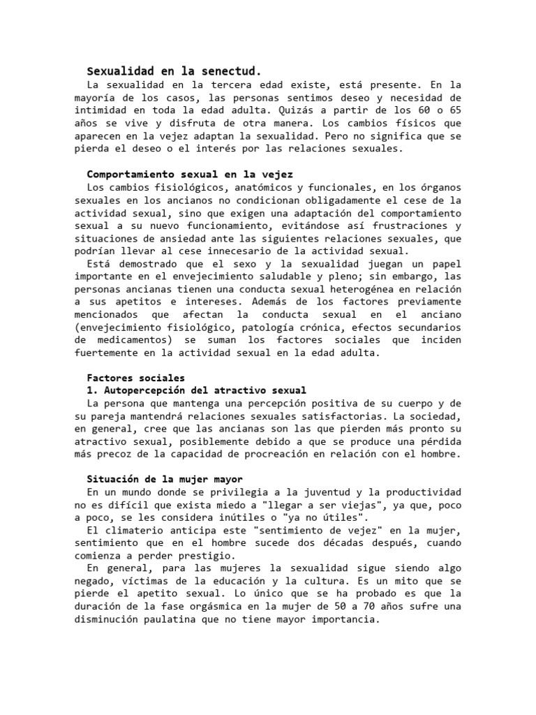 Sexualidad en la senectud | PDF | Vejez | La sexualidad humana