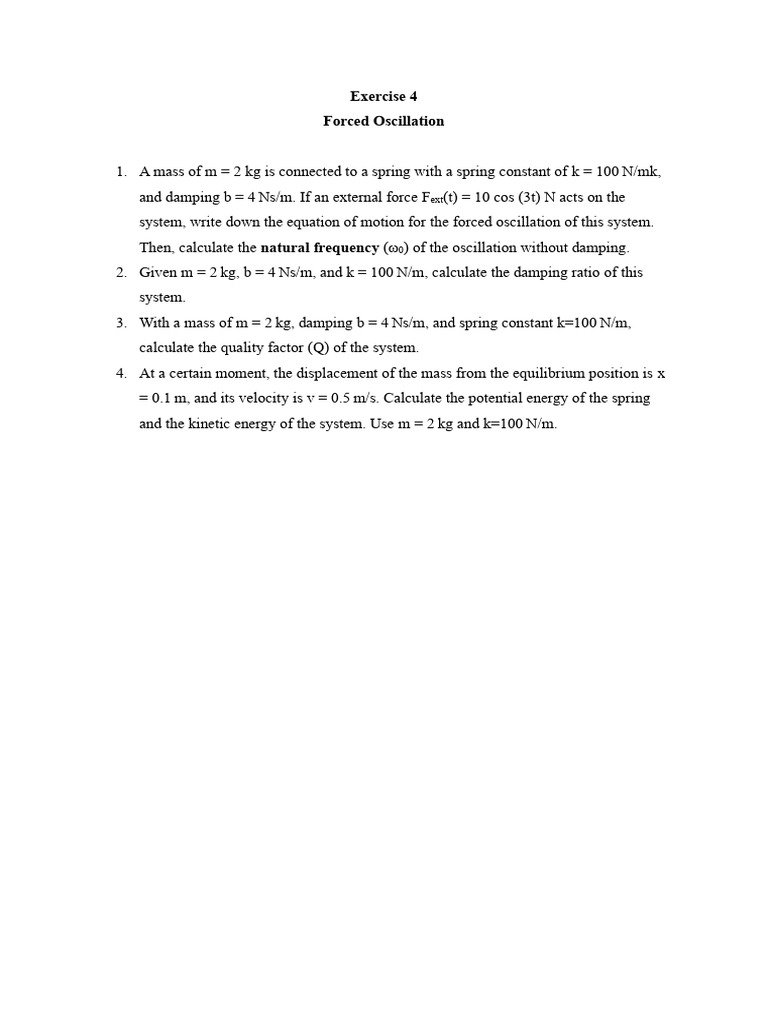 Exercise Wave Phenomena 4 (Forced Oscillation) | PDF