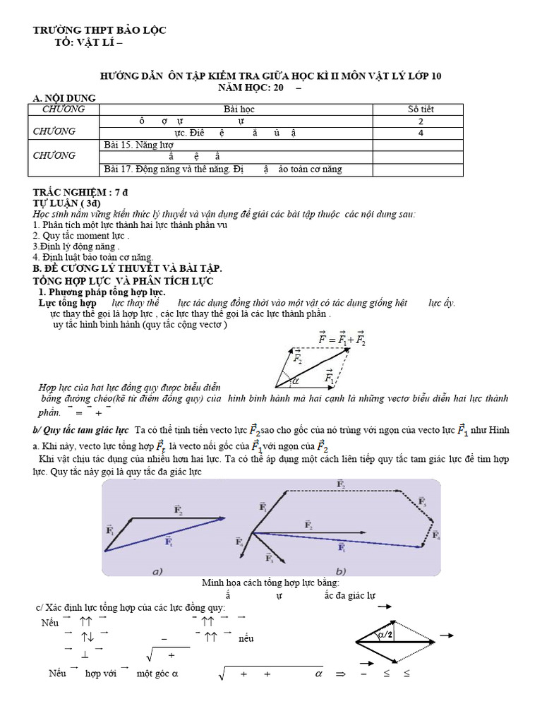 215024654HƯỚNG DẪN ÔN TẬP GK2 LÝ 10 NH 2022- 2023 | PDF