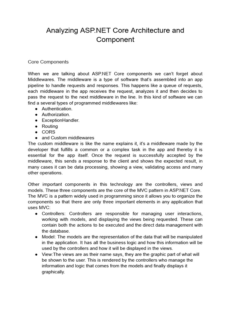 Task1 - Analyzing ASP - NET Core Architecture and Component | PDF ...