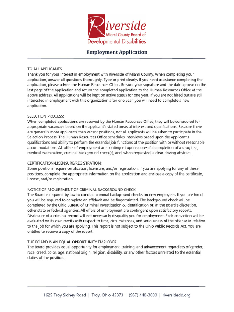 Microsoft Word - Application For Employment - 4-18-18 | PDF ...