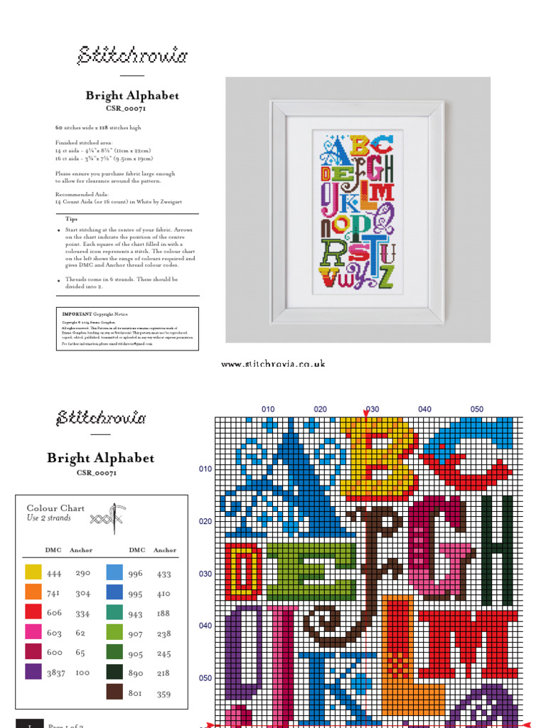 Stitchrovia BrightAlphabet | PDF | Textile Arts | Needlework
