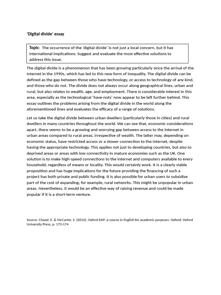 Digital Divide Essay | PDF