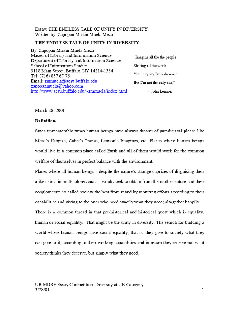 The Endless Tale of Unity in Diversity | PDF | Discrimination | Multiculturalism