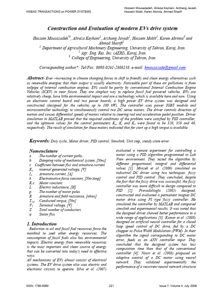 Construction and Evaluation of Modern EV | PDF | Electric Motor | Electric Vehicle