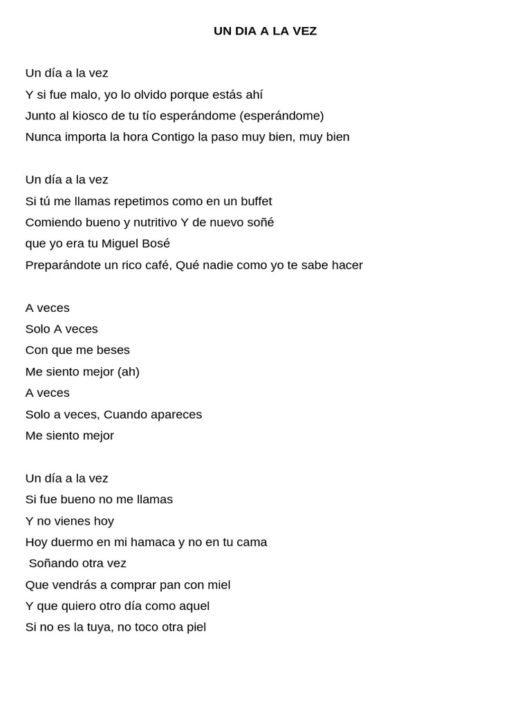 Un Dia A La Vez - Letra | PDF