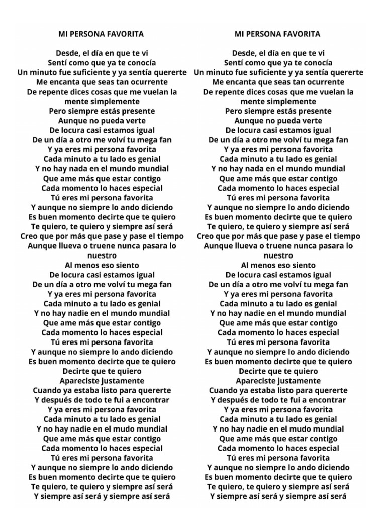 Mi Persona Favorita | PDF