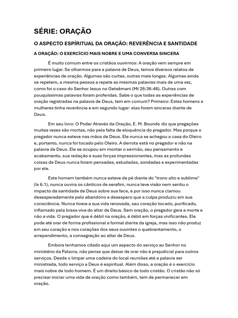 A Importância da Oração Sincera | PDF | Oração | Deus