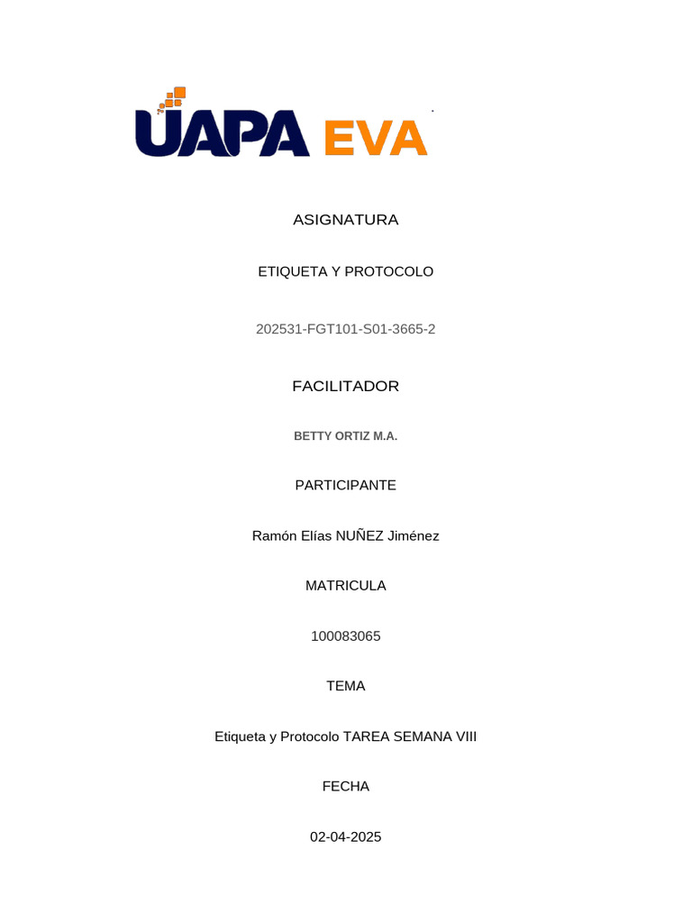 Etiqueta y Protocolo TAREA SEMANA VIII | PDF | Turismo | Servicio al Cliente