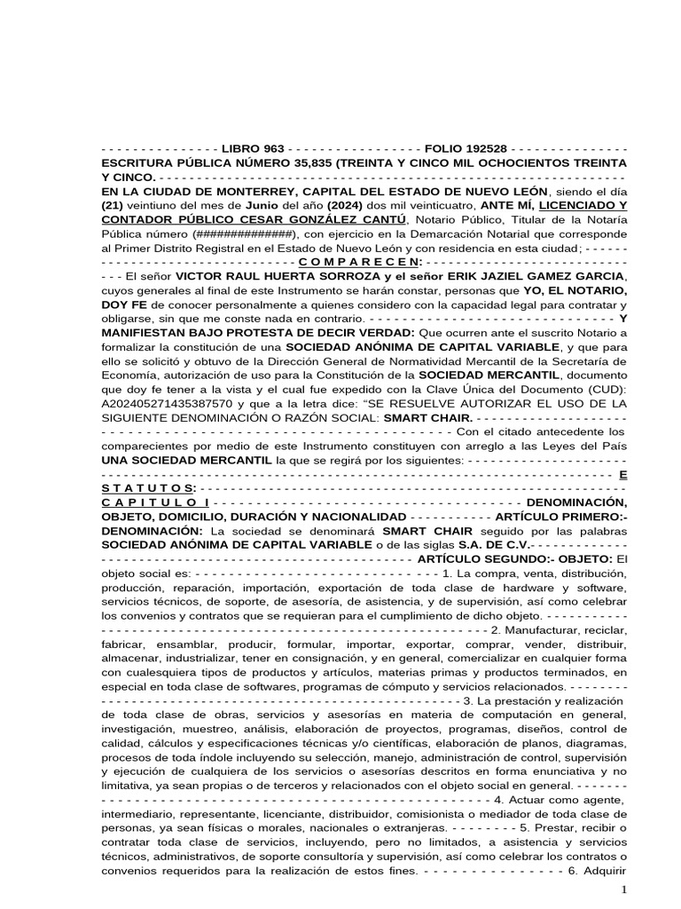 ACTA CONSTITUTIVA | PDF | México | Compartir (Finanzas)