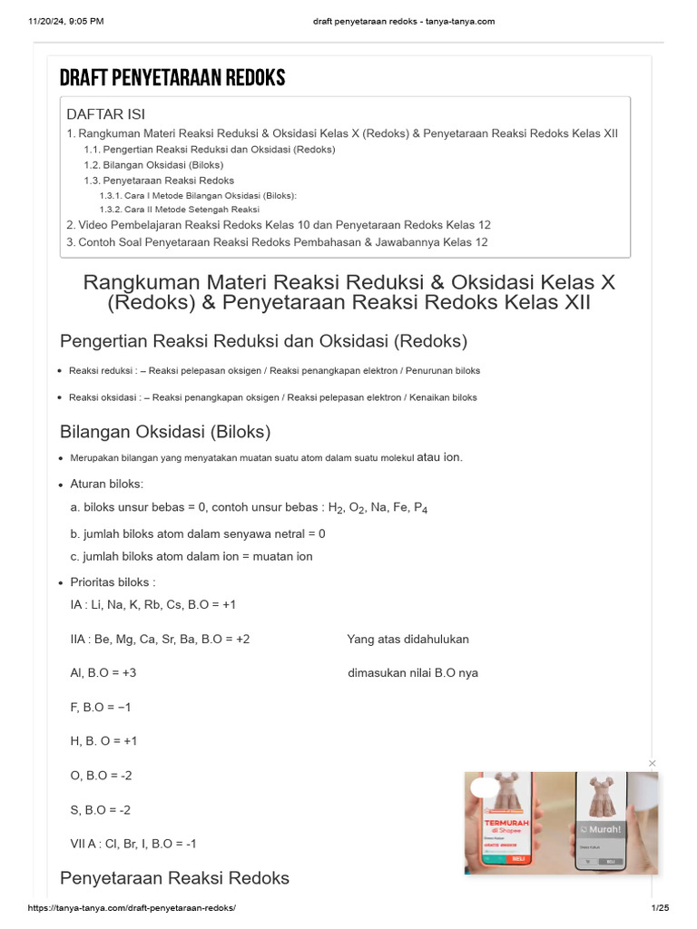 Draft Penyetaraan Redoks | PDF