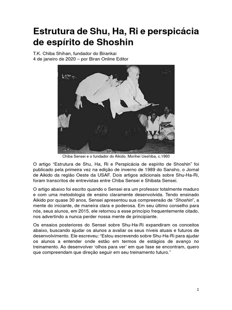 Estrutura de Shu-Ha-Ri e Shoshin | PDF | Aikido | Física