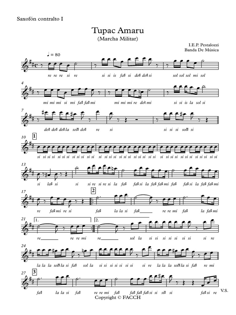 Tupac Amaru-Pestalozzi - Saxofón Contralto I | PDF