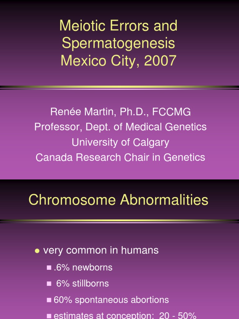 Analysis of Meiotic Errors and Chromosome Abnormalities in Human ...