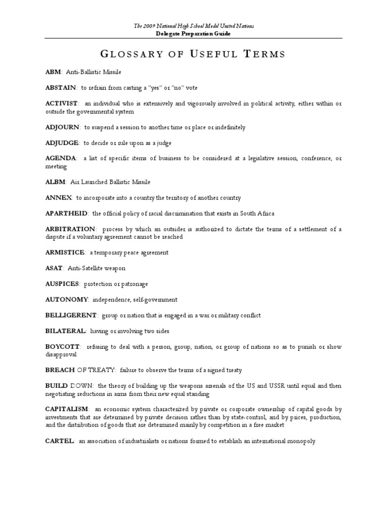 Glossary of Useful Terms | PDF | Peacekeeping | Anti Ballistic Missile